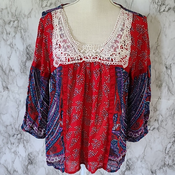 Bila | Tops | Bila Boho Printed Blouse Size Medium | Poshmark